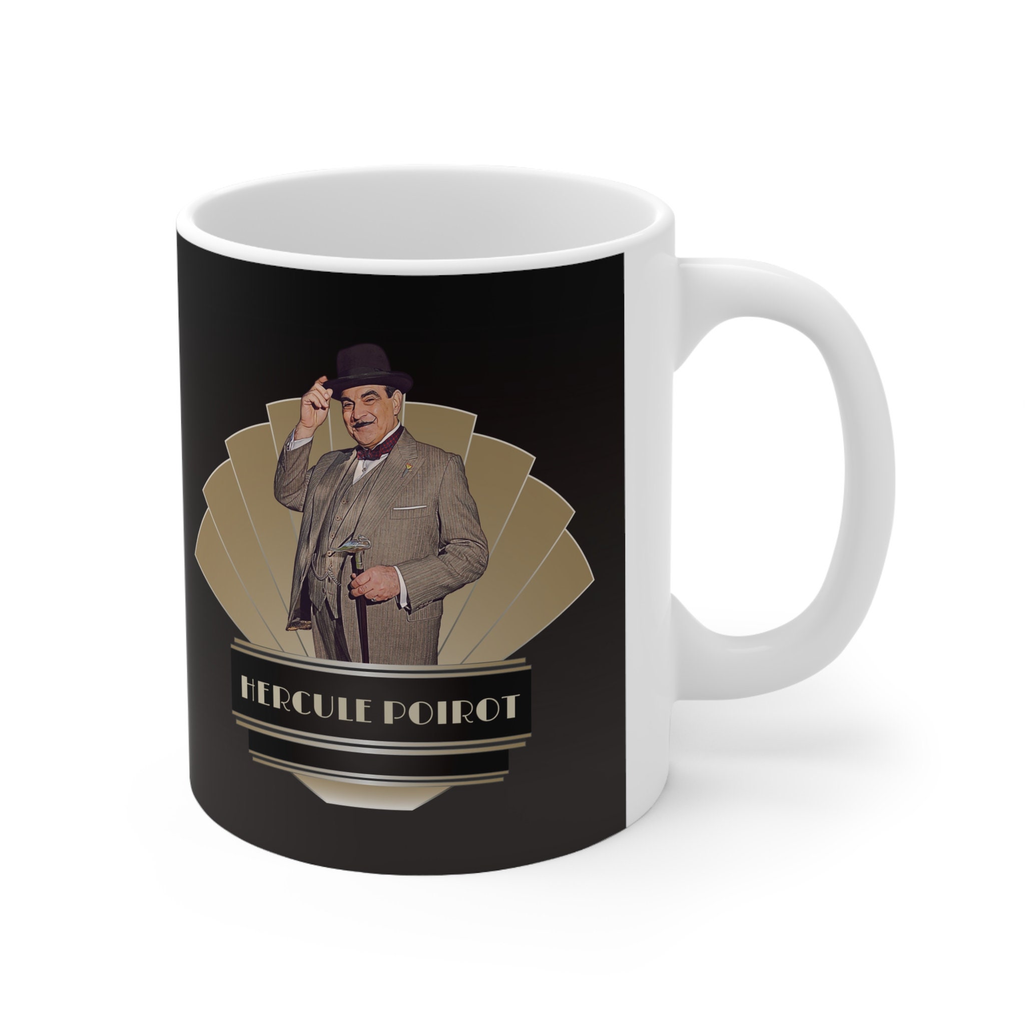 Art Deco Hercule Poirot Ceramic Mug 11oz the Belgian Detective Coffee ...