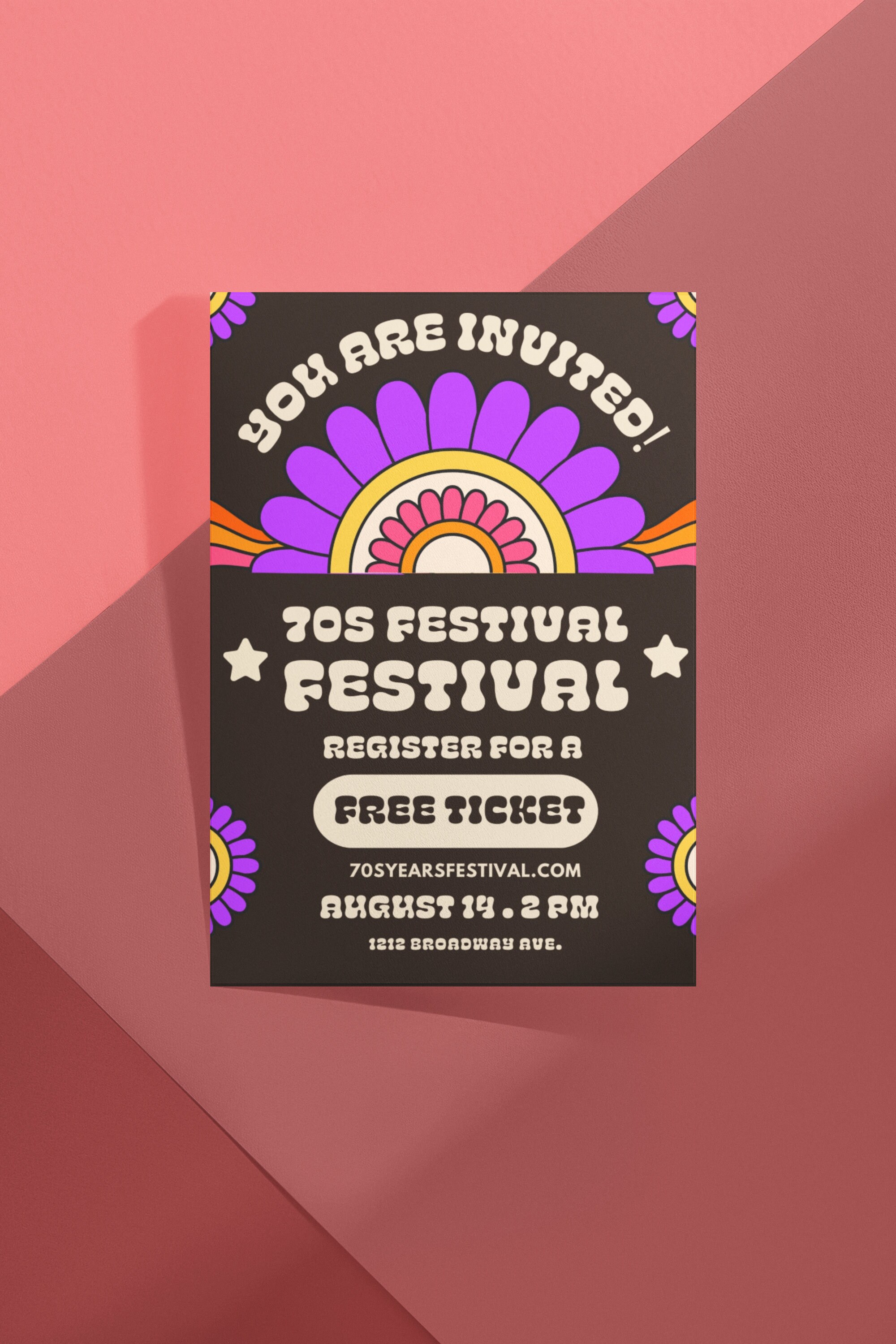 A4 Editable 1970s Style Canva Invite Flyer Digital Download - Etsy