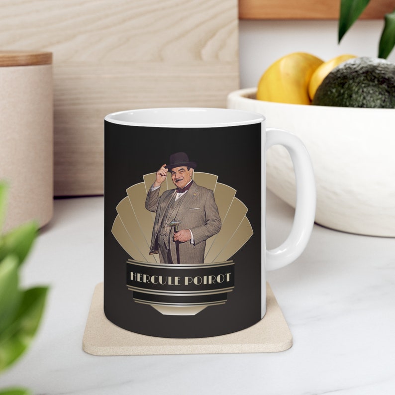 Art Deco Hercule Poirot Ceramic Mug 11oz | the Belgian Detective Coffee ...