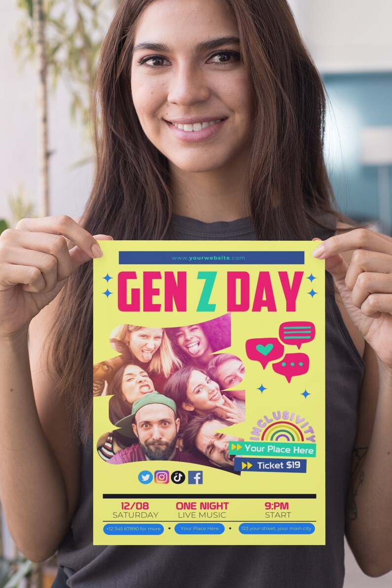 Canva Gen Z 1 Page Colorful A4 Sized Flyer , Editable Easy and Fast in ...
