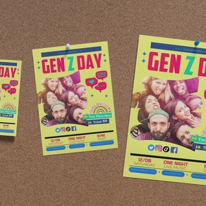 Canva Gen Z 1 Page Colorful A4 Sized Flyer , Editable Easy and Fast in ...