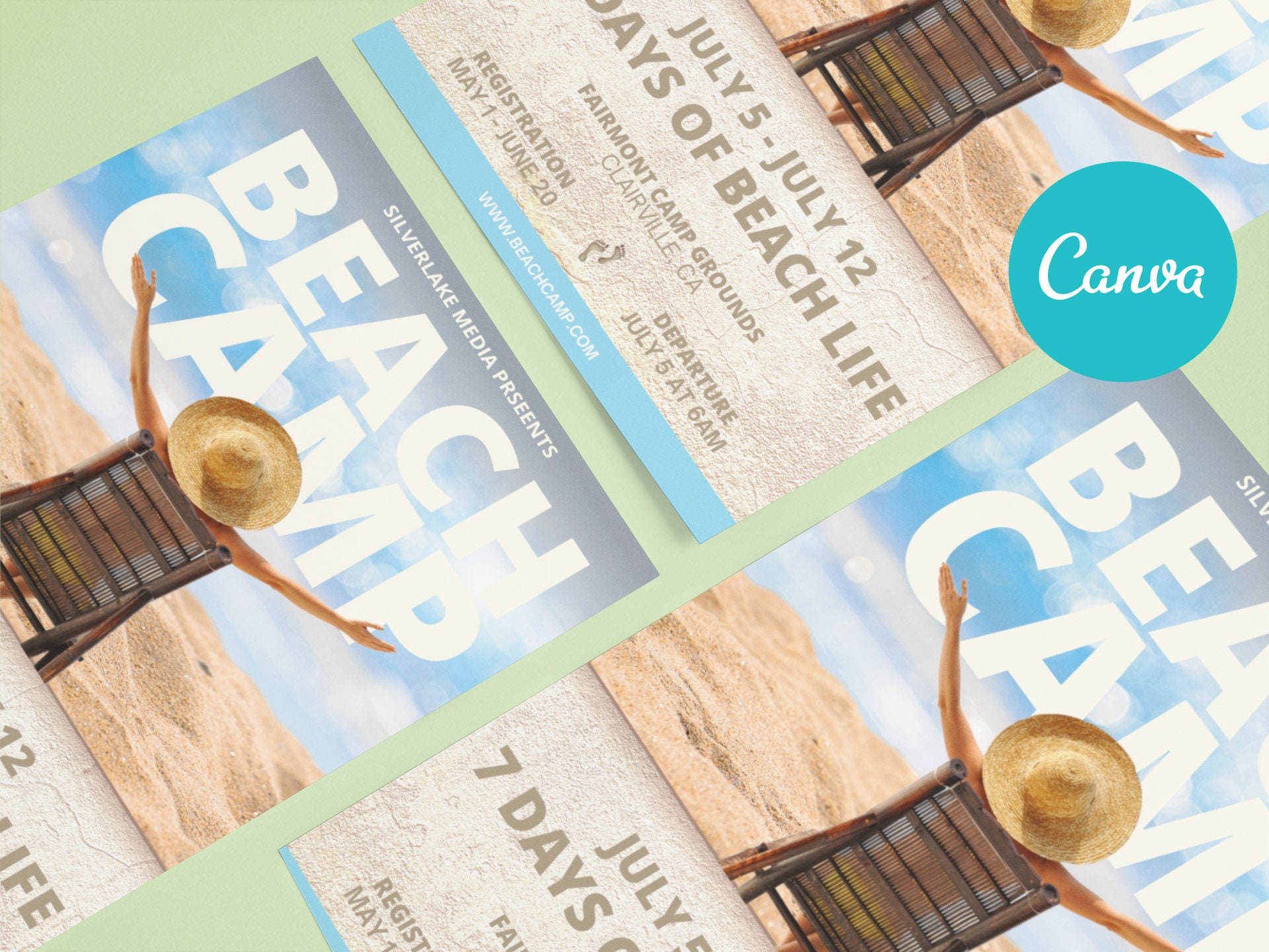 8.5 X 11 Beach Camp Canva Flyer. Easy to Edit in Canva 1 Page Beach ...
