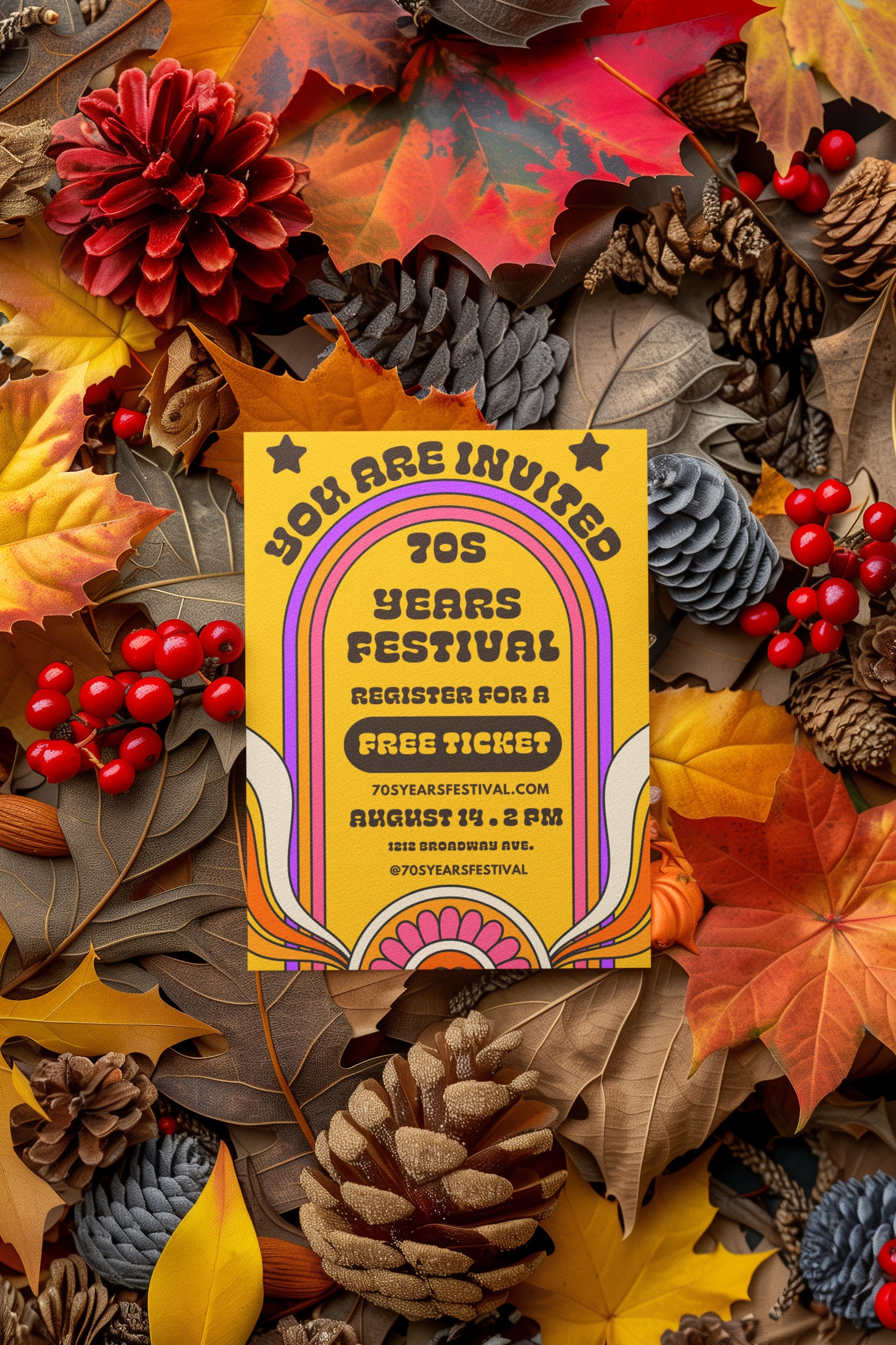 A4 Editable 1970s Style Canva Invite Flyer Digital Download - Etsy