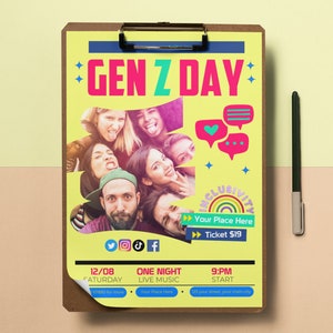 Canva Gen Z 1 Page Colorful A4 Sized Flyer , Editable Easy and Fast in ...