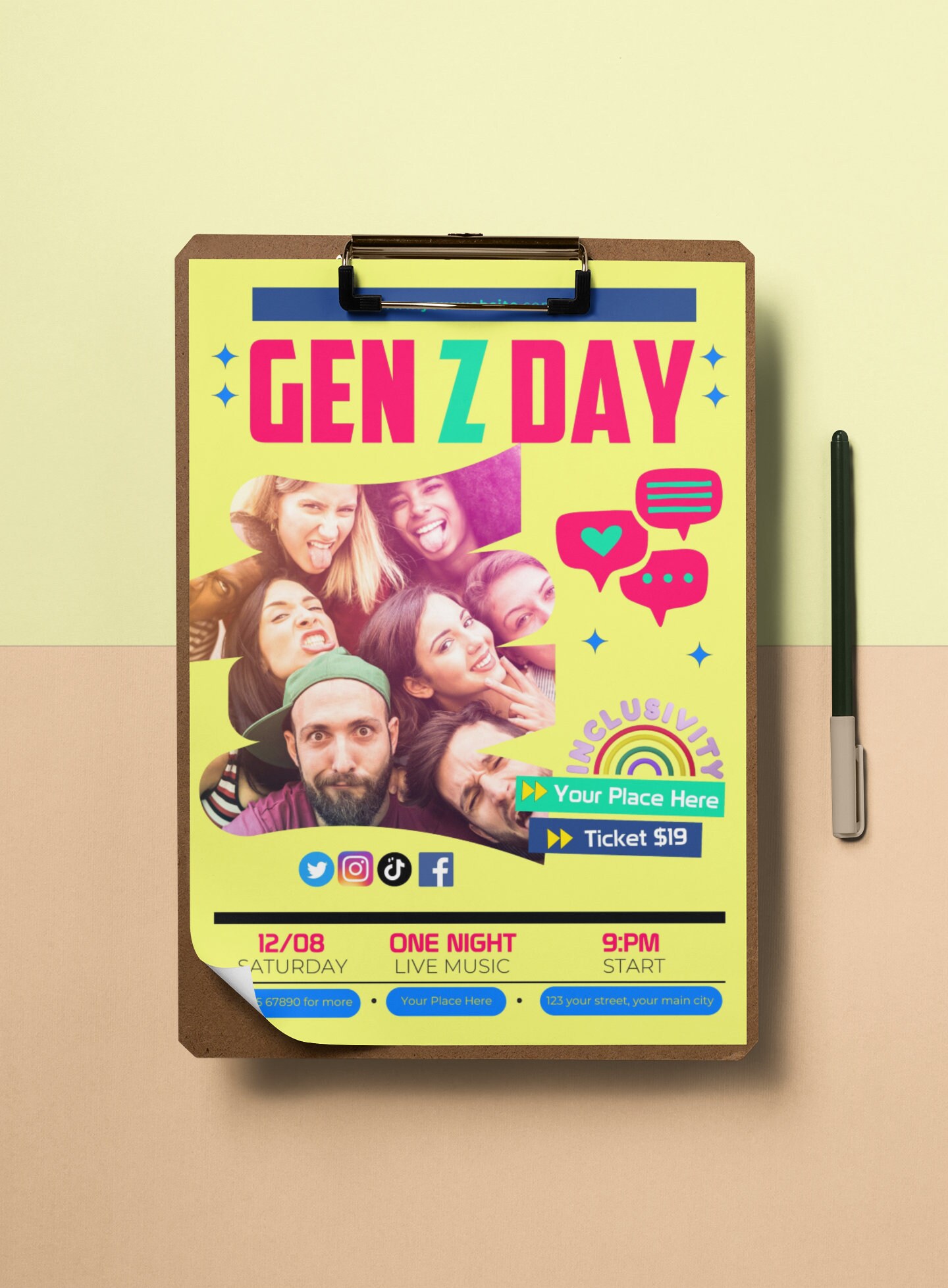 Canva Gen Z 1 Page Colorful A4 Sized Flyer , Editable Easy and Fast in ...