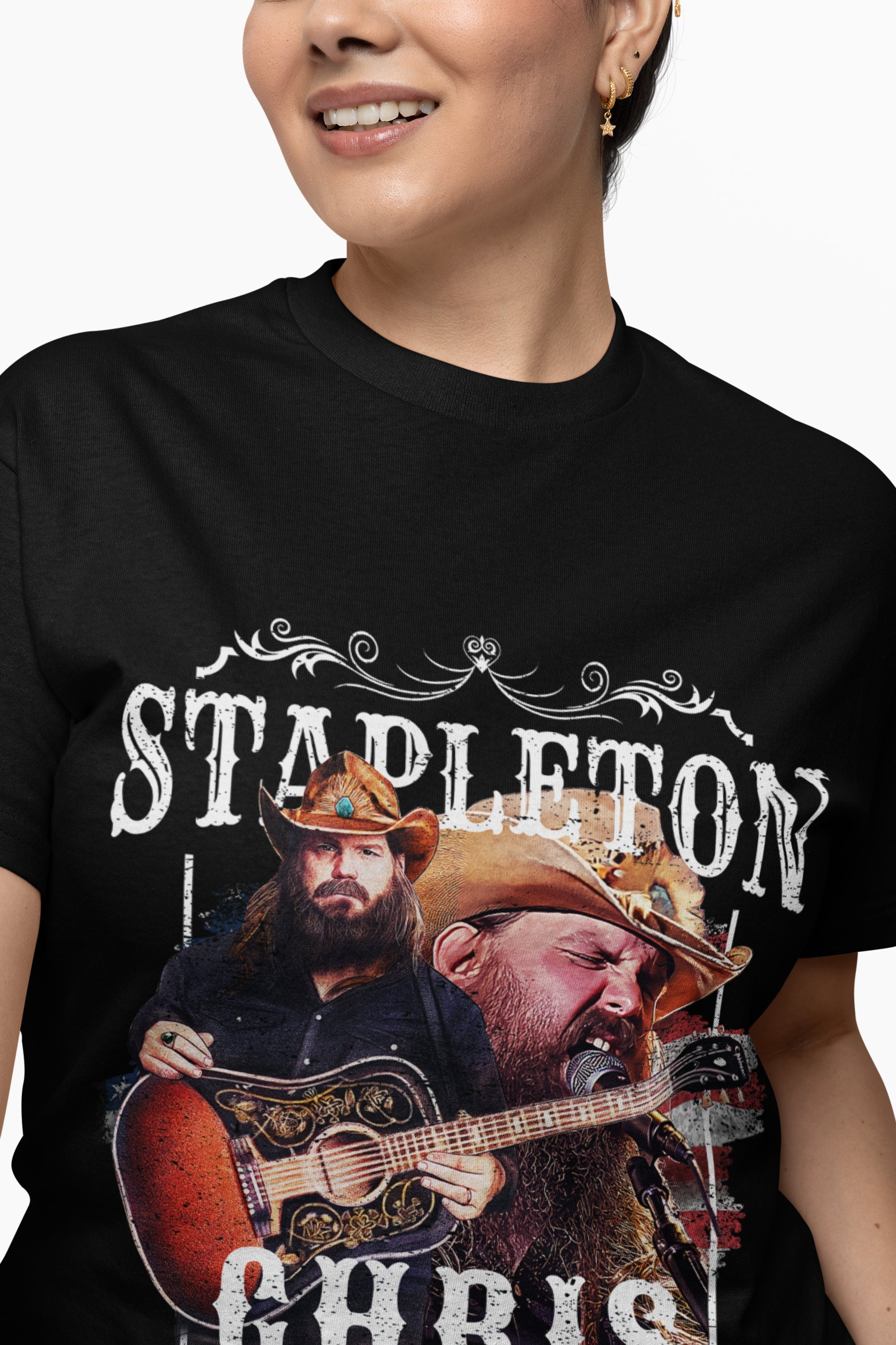 Chris Stapleton White Font Country Music Unisex Bella and Canvas T ...