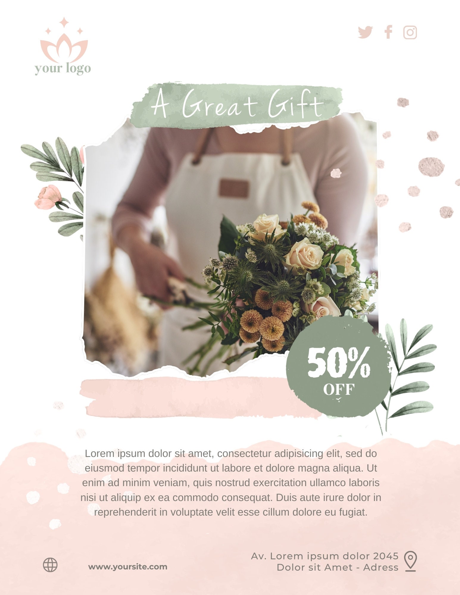 Editable Canva 4 Page Flower Shop Theme Template - Etsy