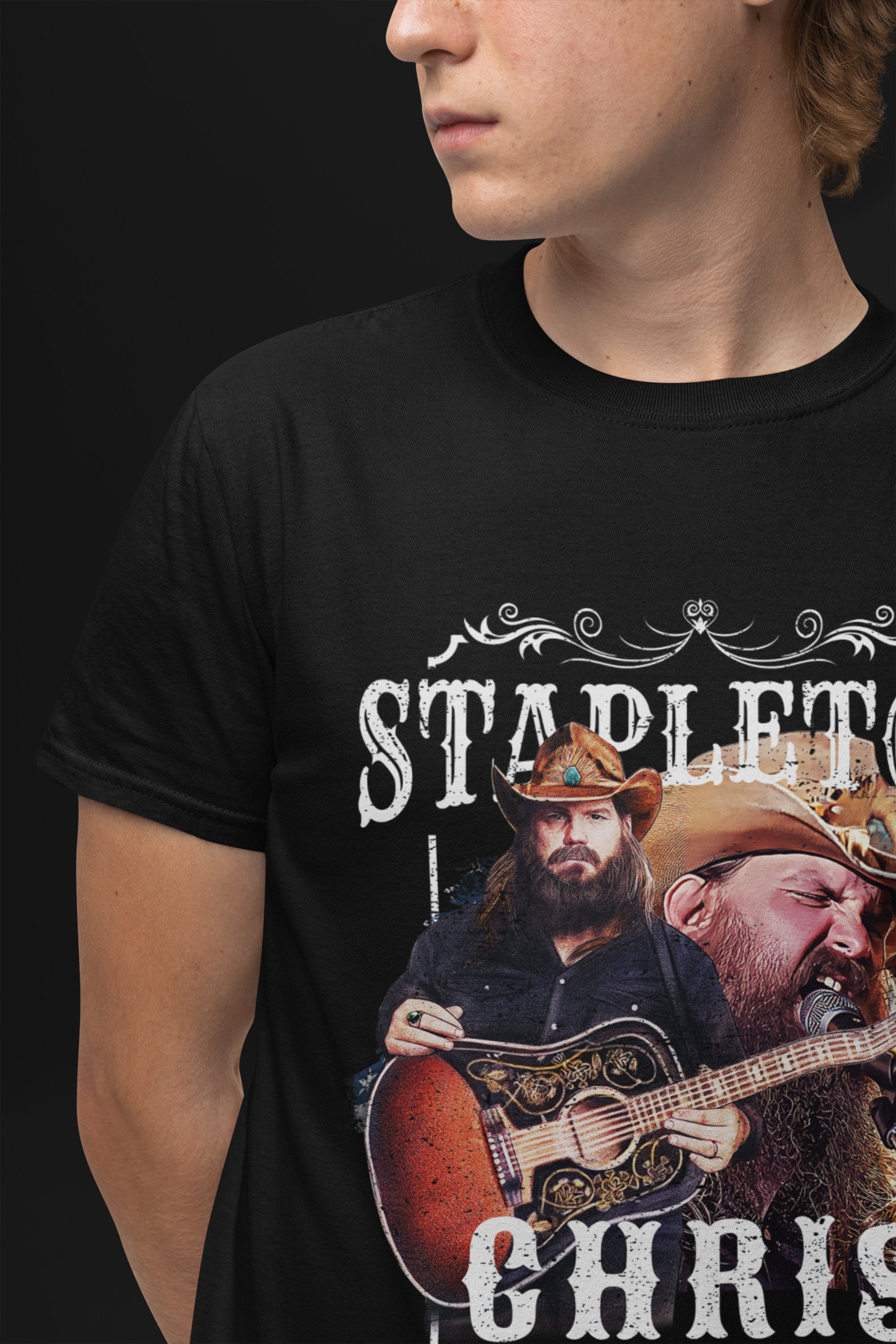 Chris Stapleton White Font Country Music Unisex Bella and Canvas T ...