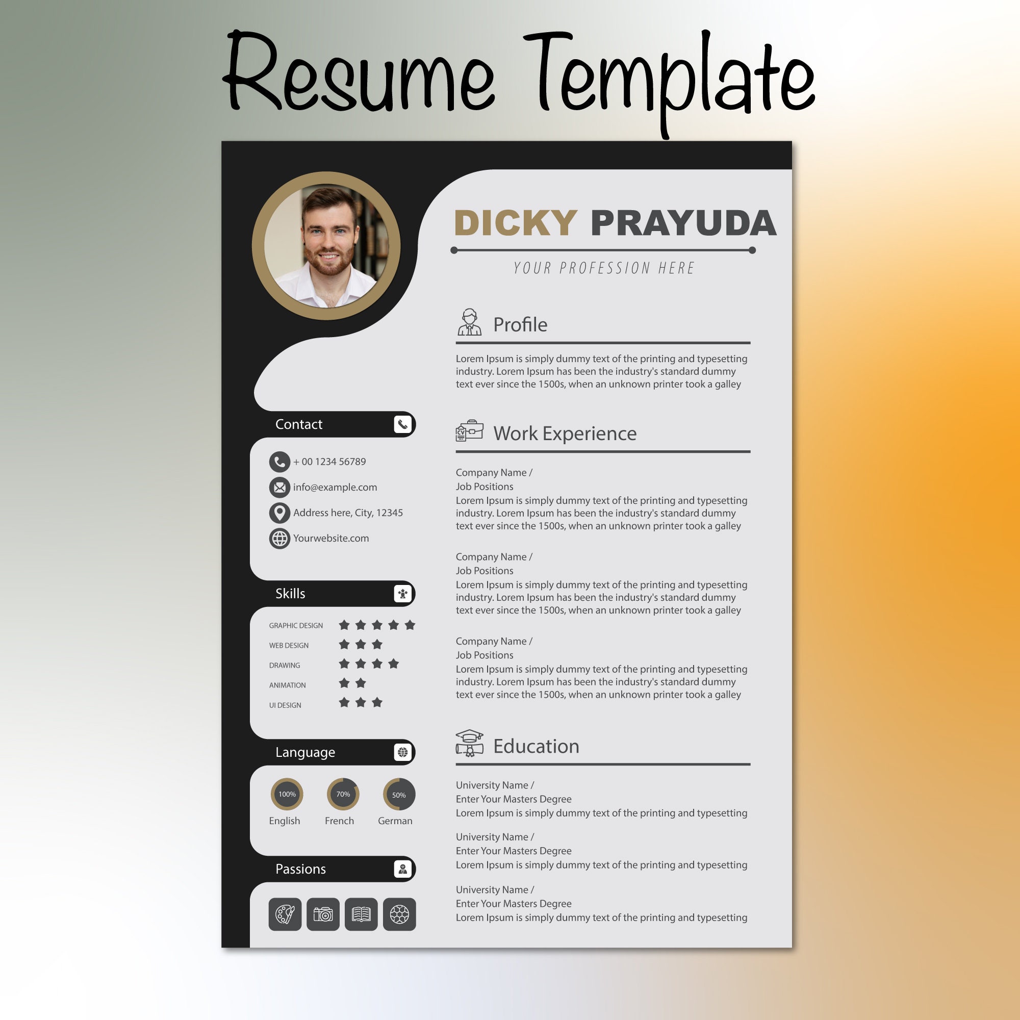 Resume, Resume Template, Cv Template Word, Cv Template, Canva Profesional Template - Etsy