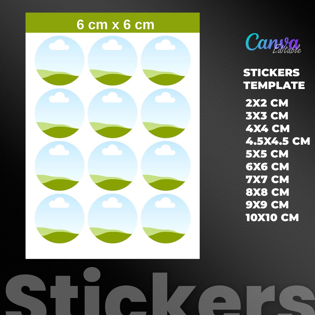 Round Stickers Template | Canva Frame Sticker Template Bundle | Digital ...