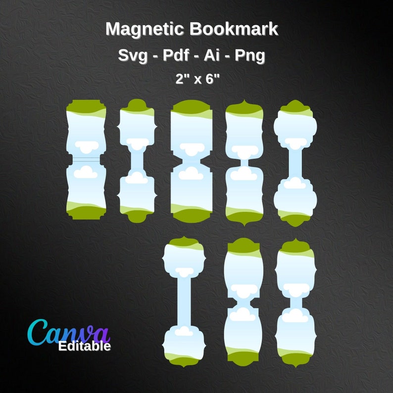 Magnetic Bookmark Template, Bookmark Template SVG, Canva, DXF, Ms Word ...