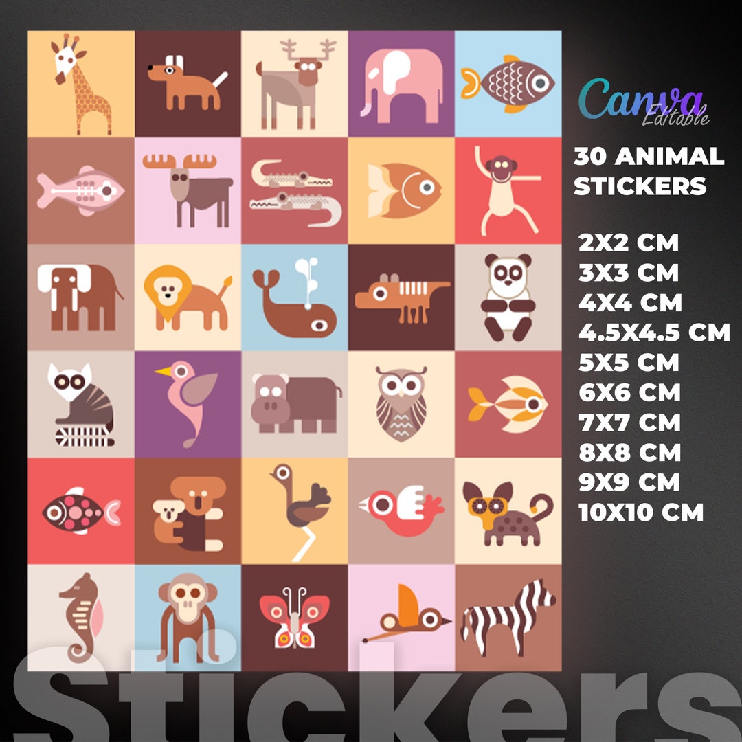 Labels Stickers, Animals Stickers, Svg, Pdf, Stickers Png Digital ...