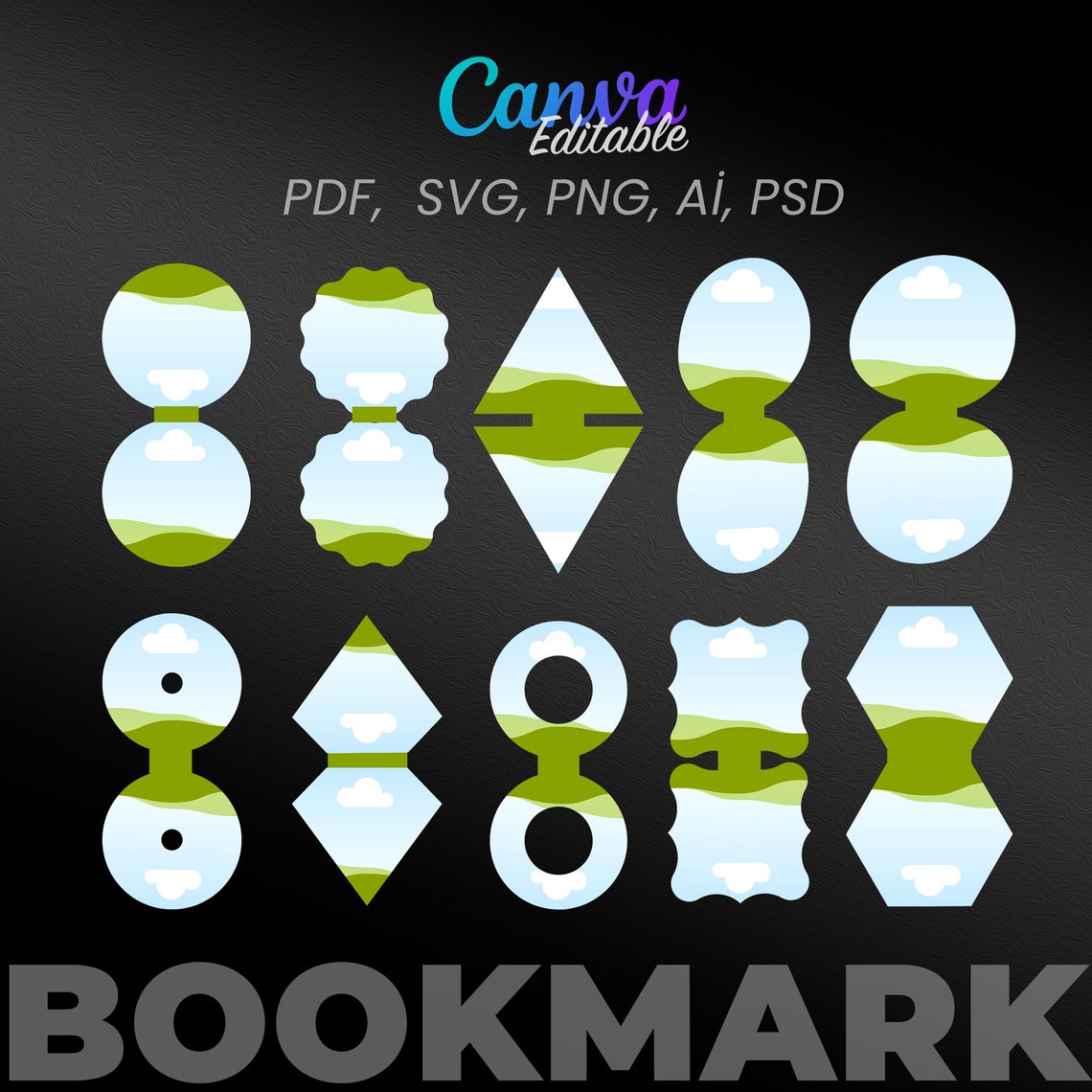 Magnetic Bookmark Template, Bookmark Template SVG, Canva, DXF, Ms Word ...