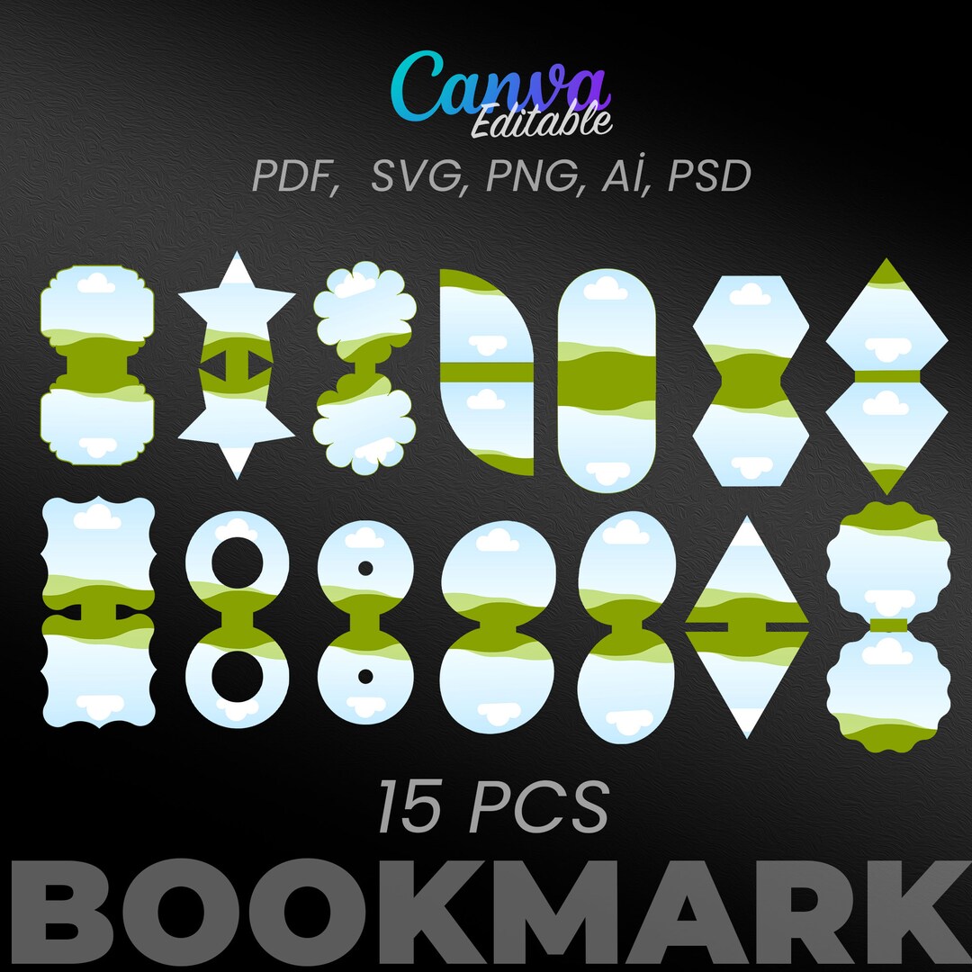 Magnetic Bookmark Template, Bookmark Template SVG, Canva, DXF, Ms Word ...