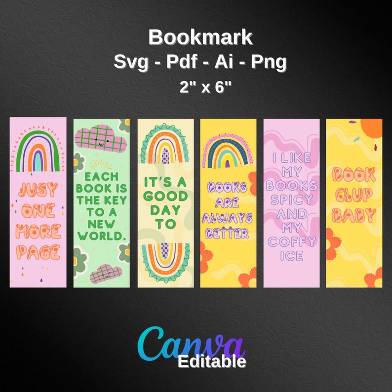 Printable Bookmarks, Printable Bookmark Set, Bookmarks, Digital ...