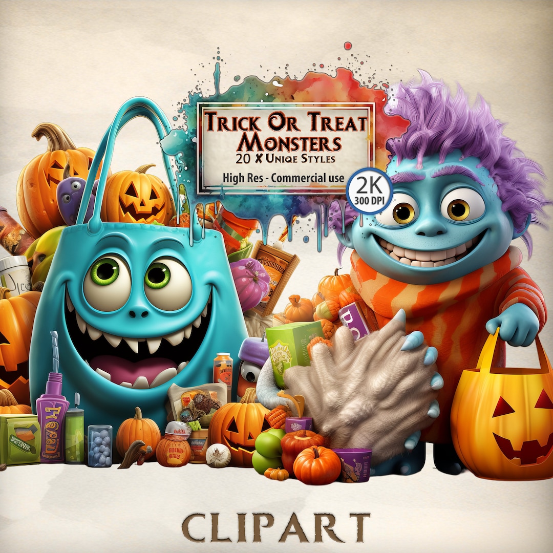 Halloween Clipart Children's Monster Part Graphics Trick or Treat ...