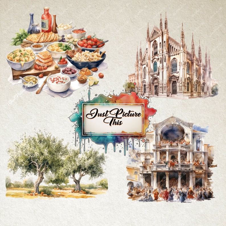 Italy Clipart Italian Clipart Bundle Italian Food Summer - Etsy