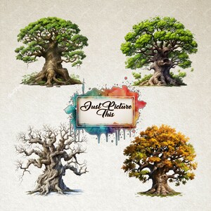 Tree Clipart Ancient Fantasy Oak Tree Graphics Enchanted Forest Nature ...