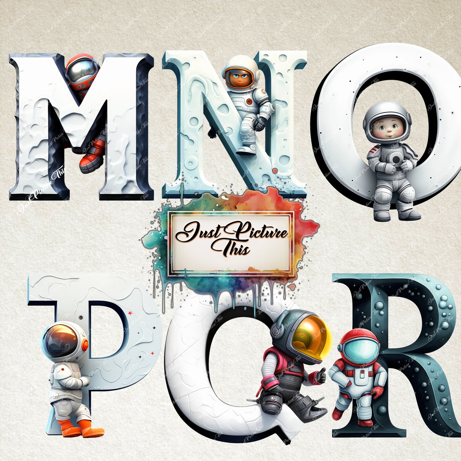 Astronaut Letters Clipart Illuminated Alphabet Graphics Childrens Fonts ...