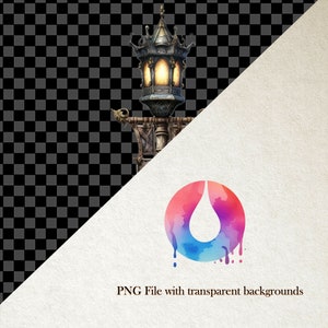 Lamp Post Clipart Fantasy Enchanting Illustrations: Mystical Glow of ...