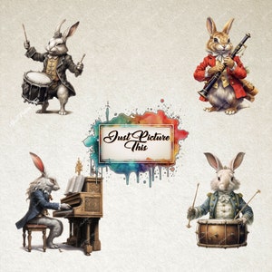 Music Clipart Musical Rabbit Clipart Bundle Bunnies Big Rabbits Dressed ...