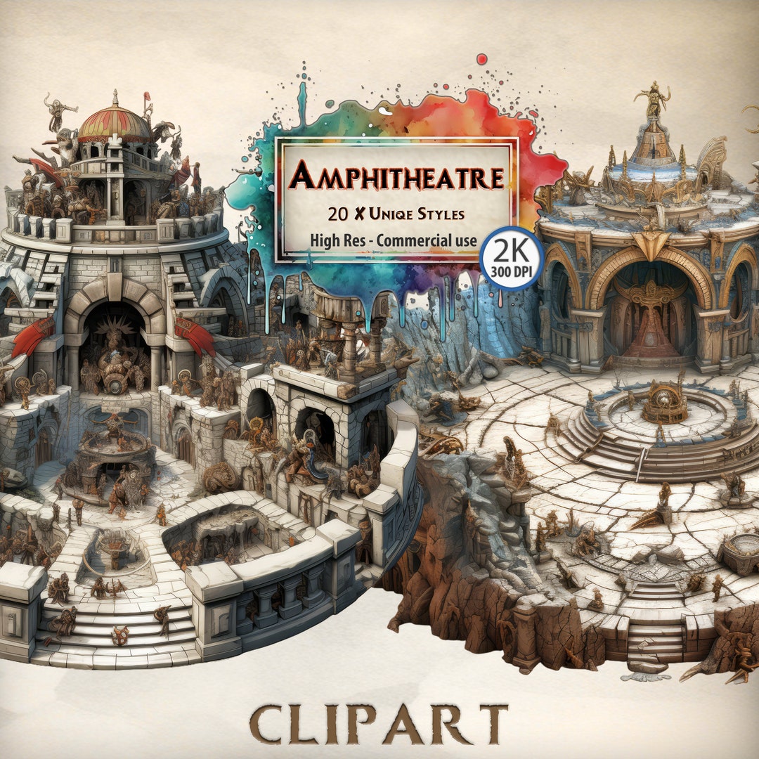 Amphitheatre Clipart Ancient Historic Ruins Battle Arena Graphics ...