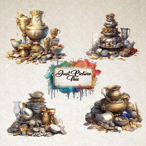 Treasure Clipart Pot of Gold Clipart Pirate Treasure Clipart Bundle ...