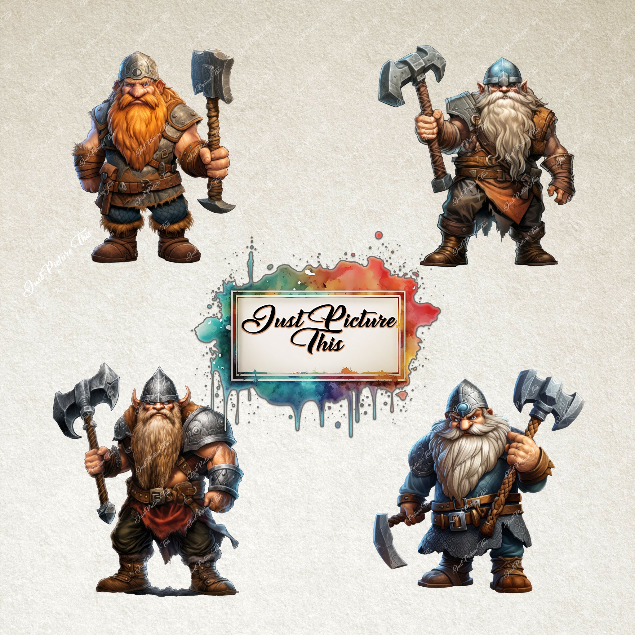 Fantasy Dwarf Clipart: Mining Gnome Illustrations (PNG) - Etsy
