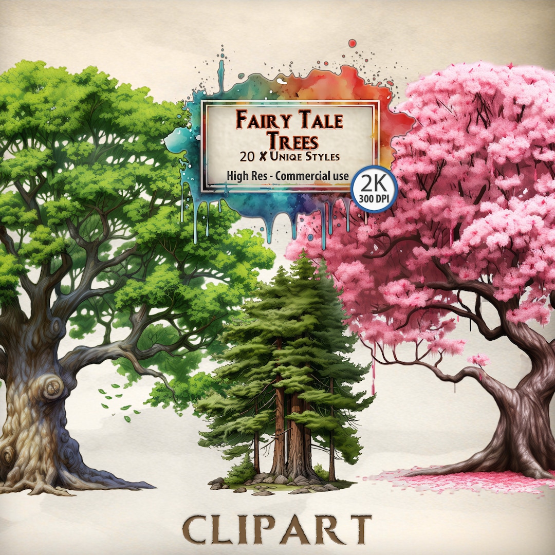 Tree Clipart Fairy Tale Trees Fantasy Tree Graphics Oak Willow Birch ...