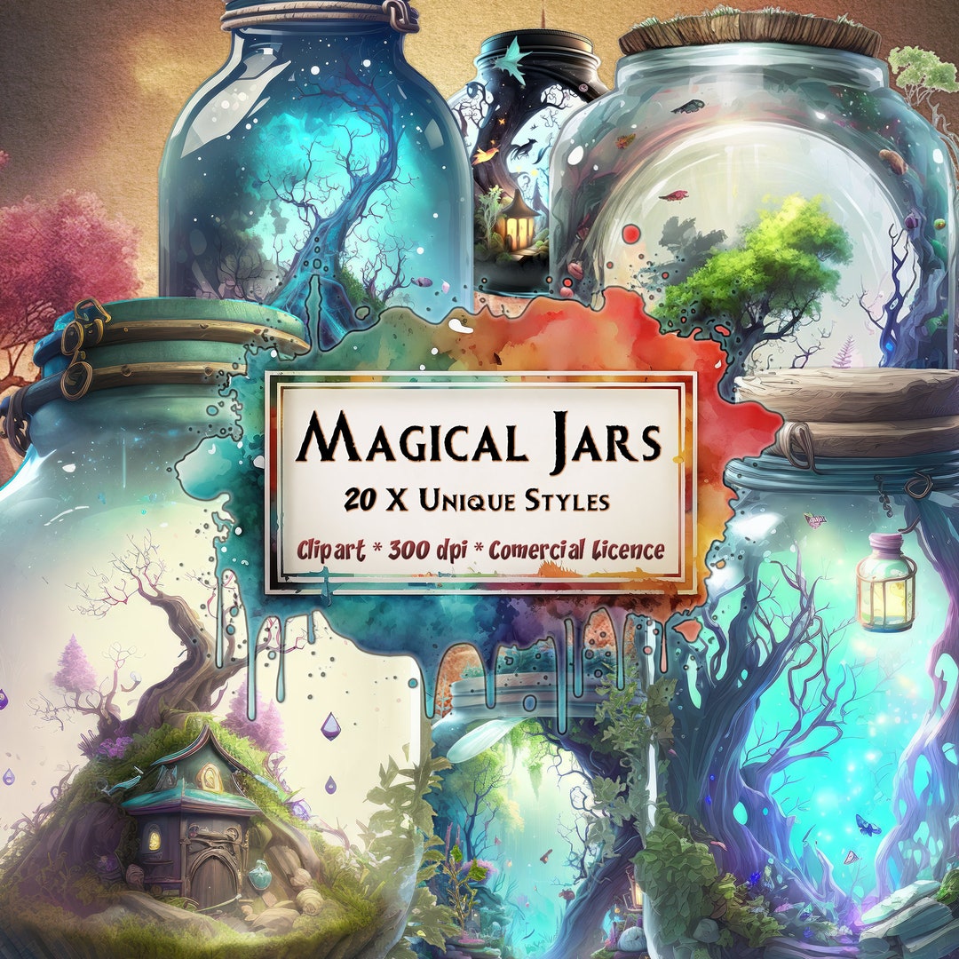Fantasy Jars Clipart fairy Jars Enchanted magic Potions - Etsy