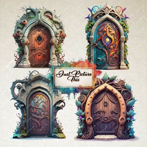 Fantasy Doors Clipart Bundle Detailed Stylized PNG File Instant ...