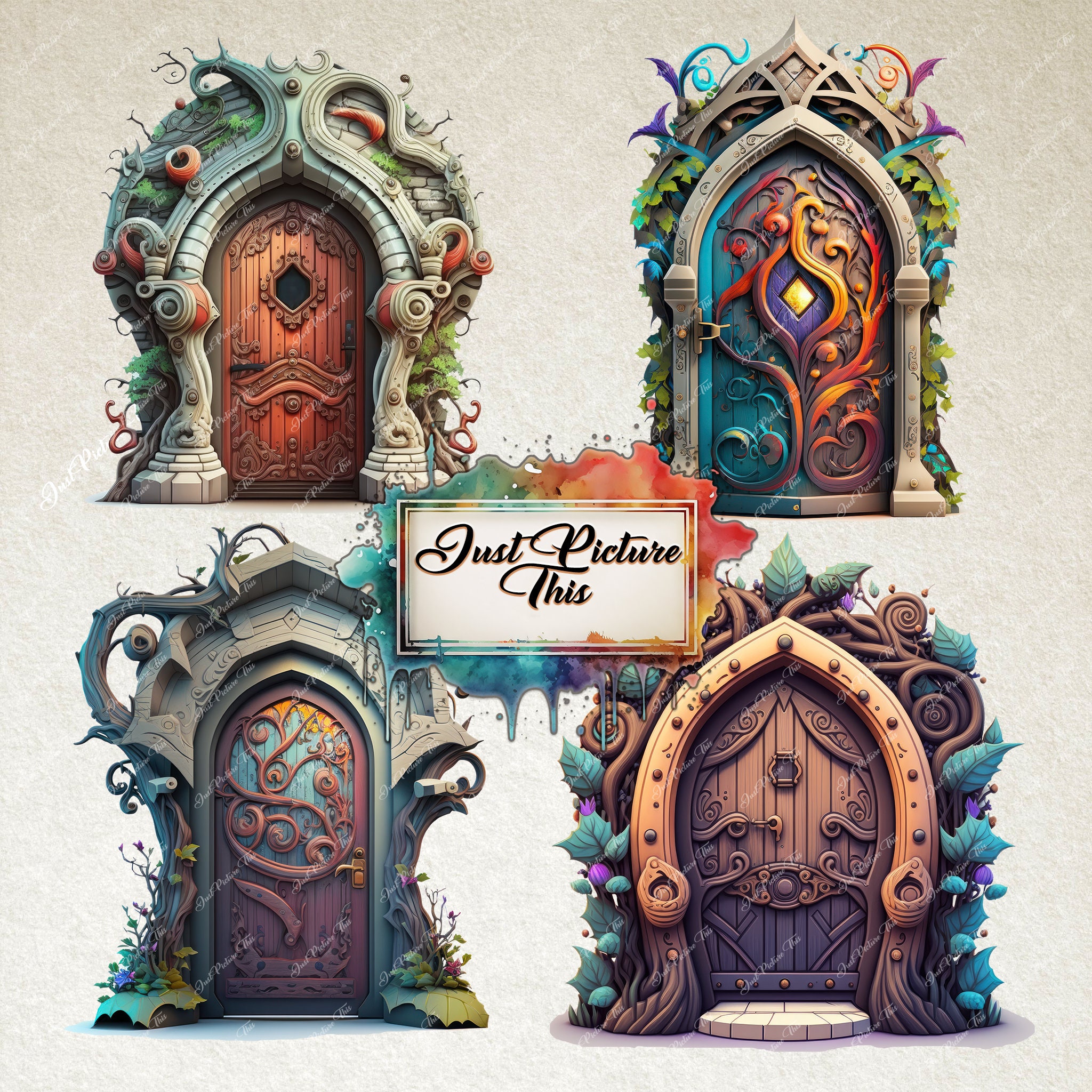 Fantasy Doors Clipart Magical Doors Graphics Collage - Etsy