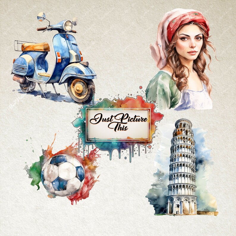 Italy Clipart Italian Clipart Bundle Italian Food Summer - Etsy