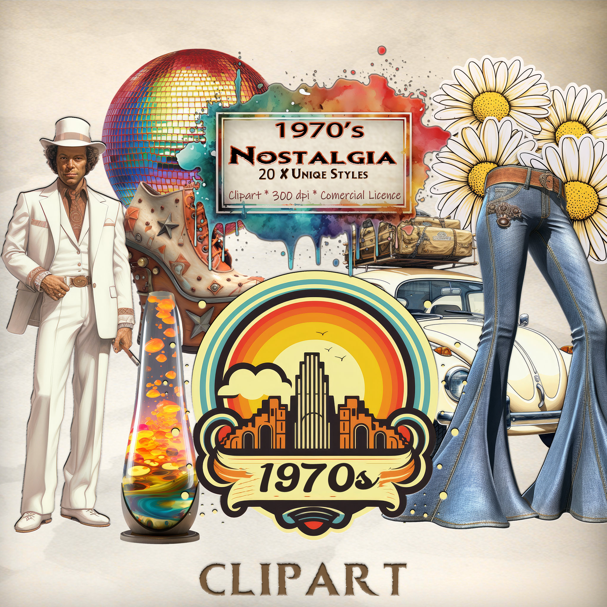 70er Jahre Clipart 70er Jahre Clipart Bundle Nostalgie Bilder - Etsy.de