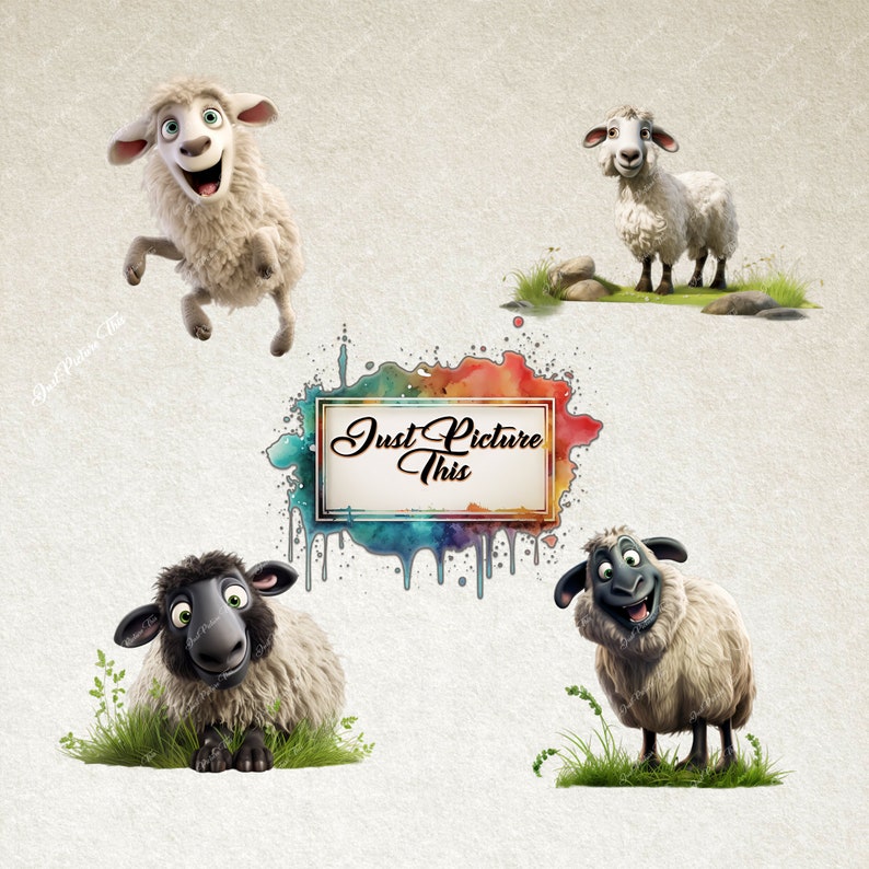 Cute Sheep Clipart Bundle, Farm Animal PNG Graphics (commercial Use) - Etsy