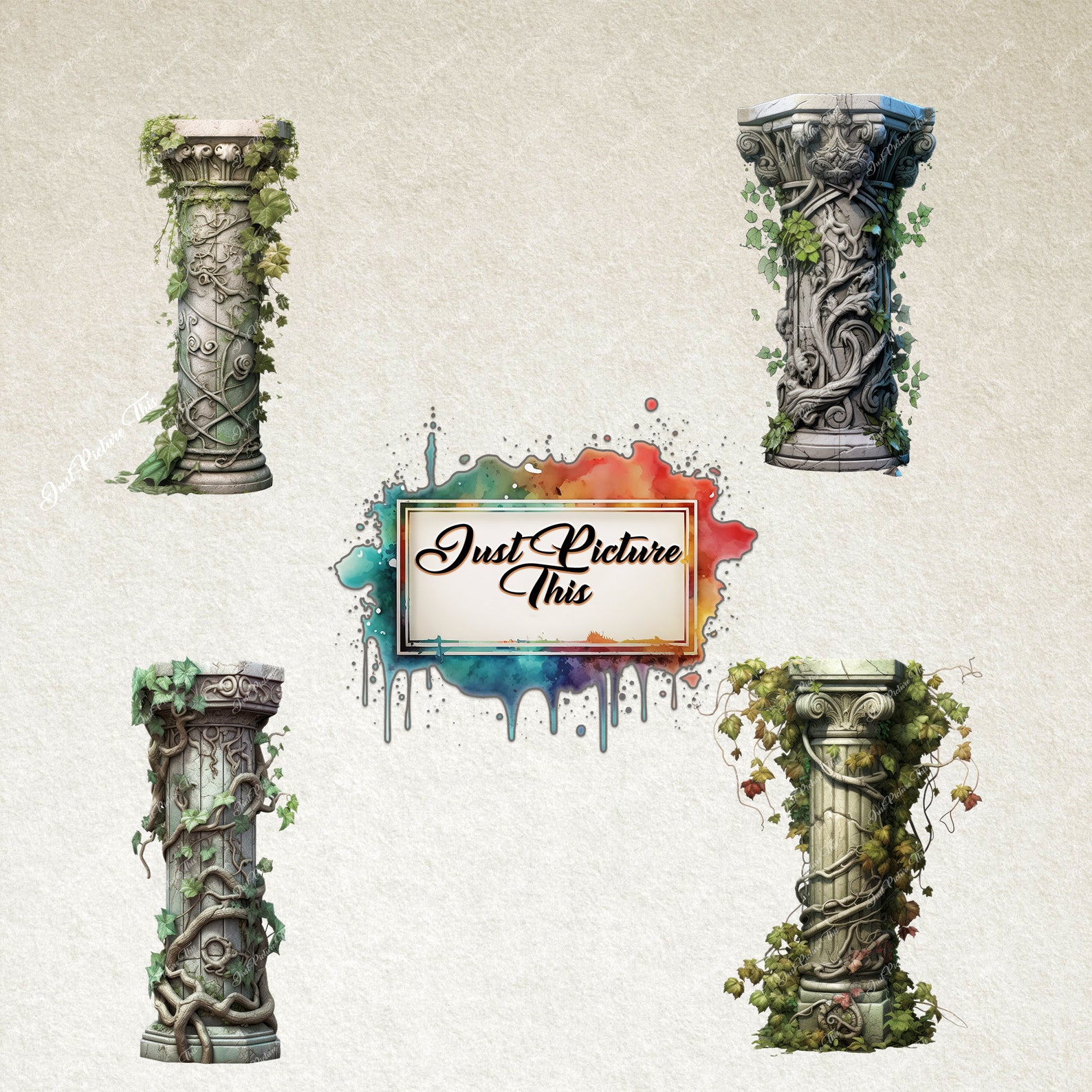 Fantasy Pillars Clipart: Roman Greek Style Graphics (PNG Digital ...