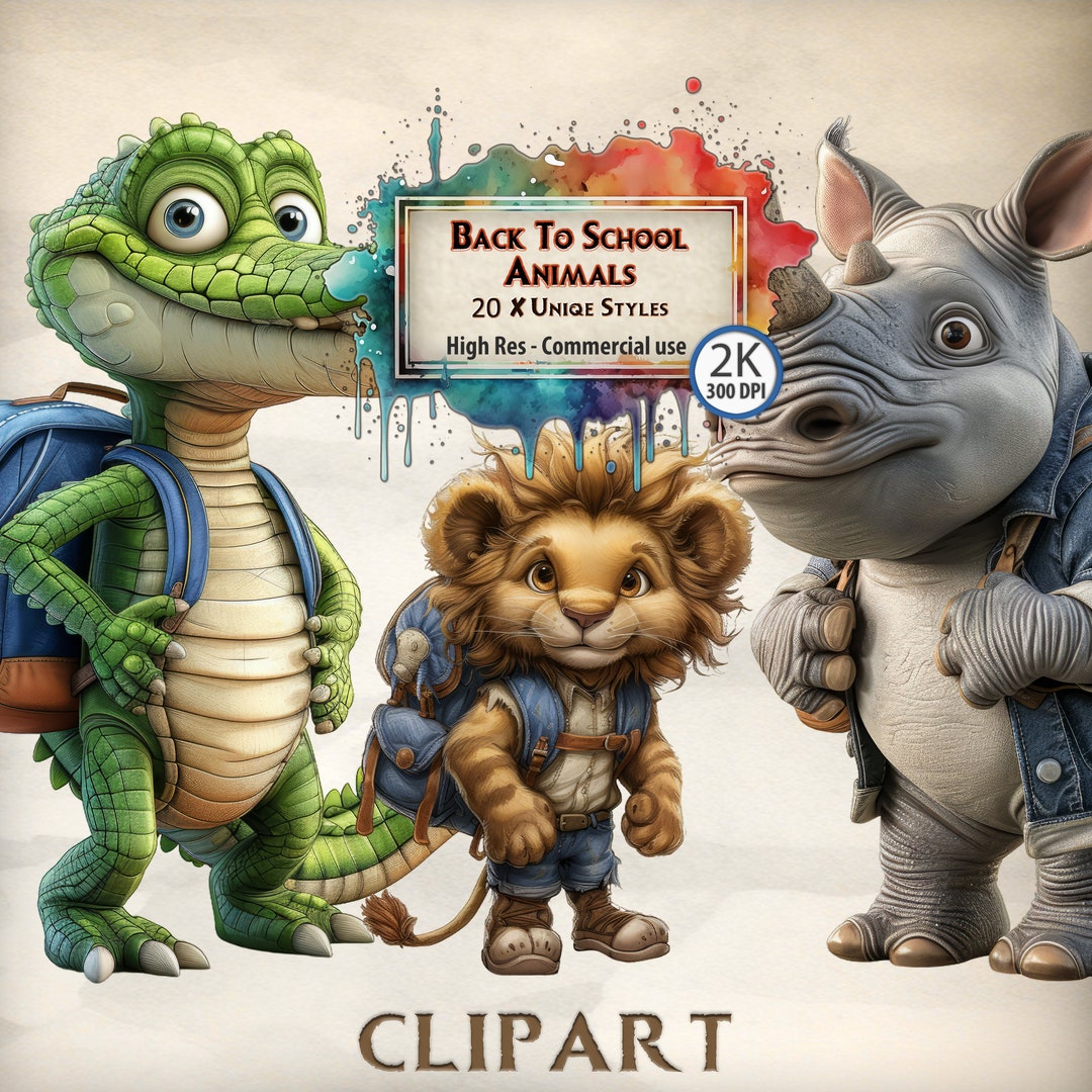 Back to School Animals Clipart Bundle: Educational Animal Illustrations ...