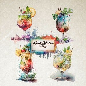 Cocktail Clipart Watercolor Summer Clipart Bundle Fruits Party Drink ...