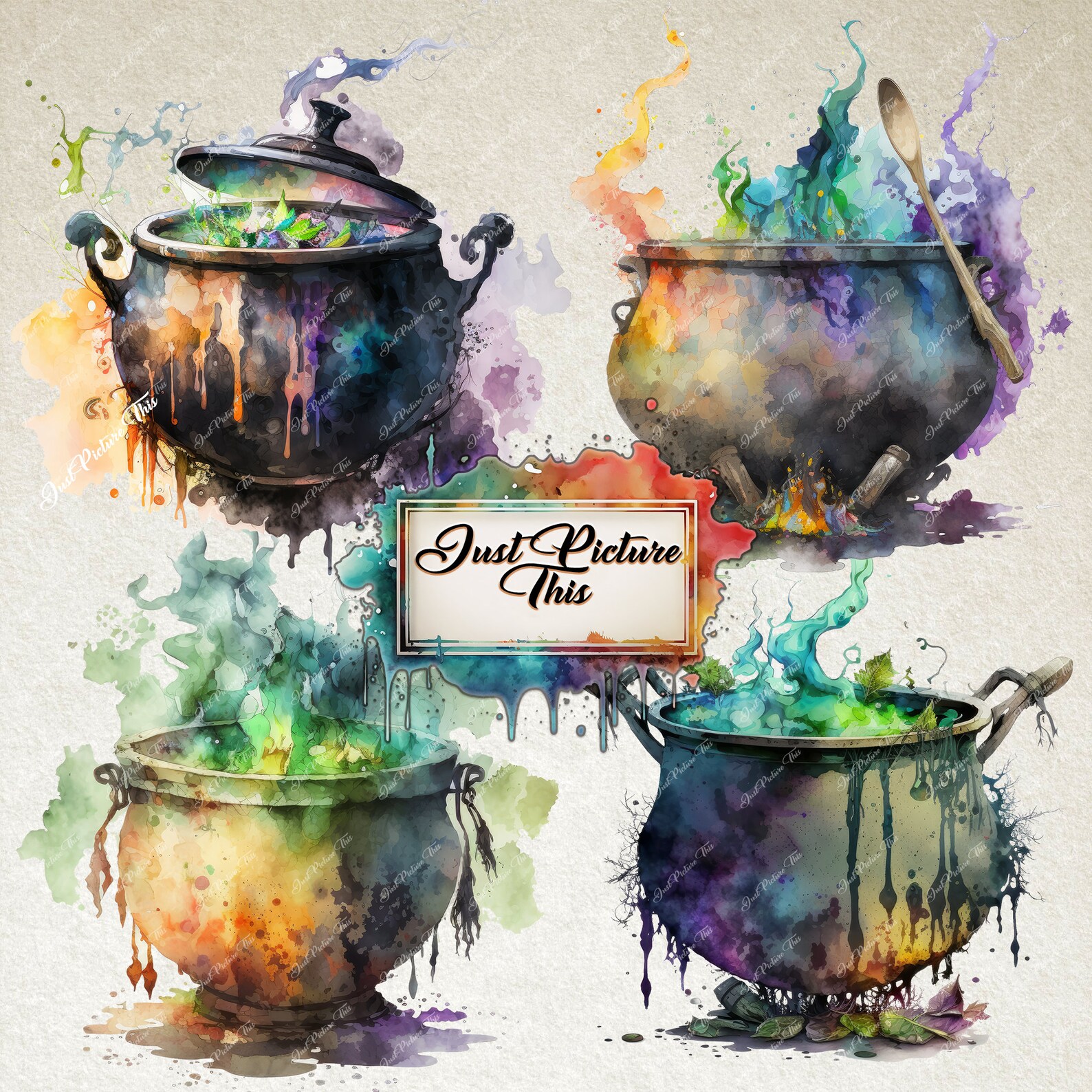 Witches & Cauldrons Clipart Watercolour Clipart Bundle Magical - Etsy