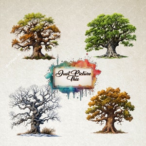 Tree Clipart Ancient Fantasy Oak Tree Graphics Enchanted Forest Nature ...