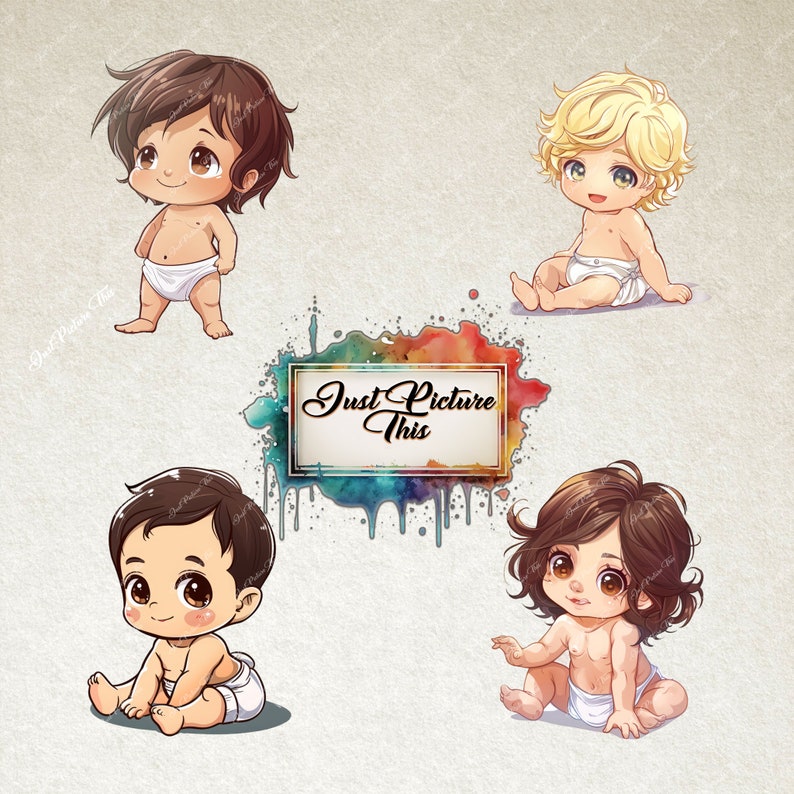 Babies in Diapers Clipart: Infant Illustrations (digital Download) - Etsy