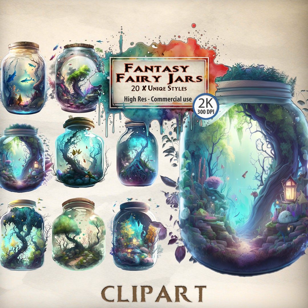 Fantasy Jars Clipart Fairy Jars Enchanted Magic Potions PNG File ...