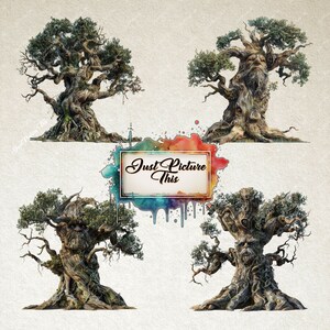 Ancient Trees With Faces Clipart Bundle: Mythical Tree Illustrations ...