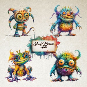 Little Monsters Clipart Bundle: Cute and Mischievous Monster ...