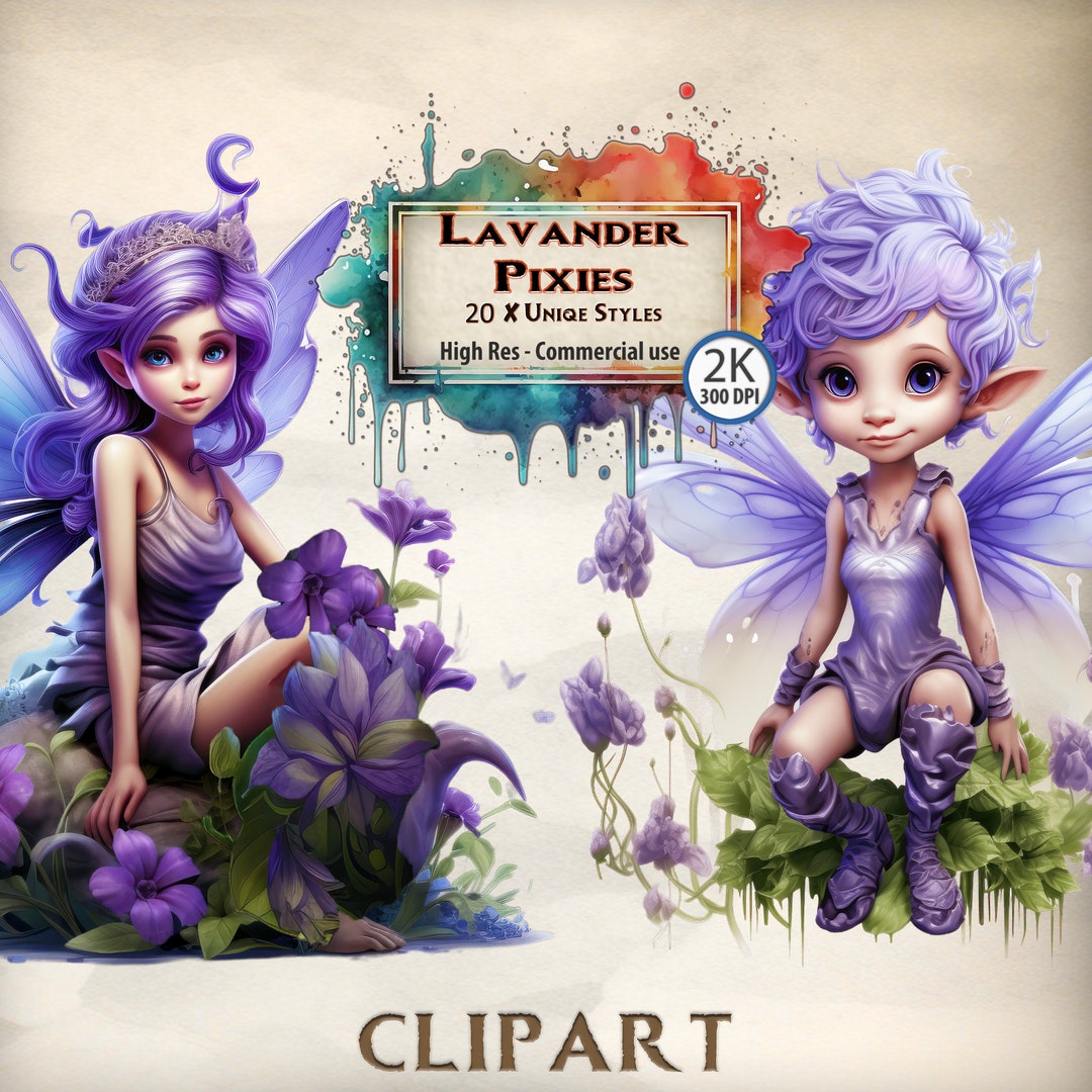 Lavender Pixie Clipart Fairy Tale Female Gnomes Magical Folklore ...