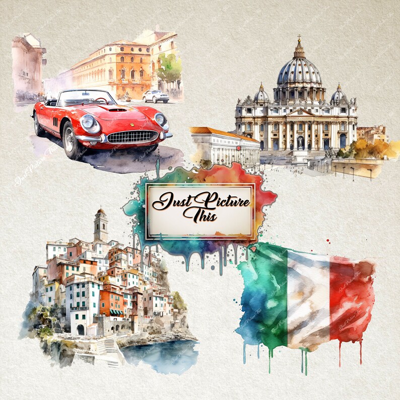 Italy Clipart Italian Clipart Bundle Italian Food Summer - Etsy