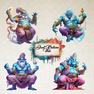 Genie Clipart Blue Jinn Fantasy Graphics Arabian Mythical Jinni Lamp ...