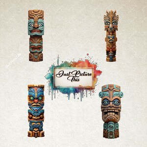 Totem Pole Clipart Native American Stylized Graphics Colorful Tribal ...