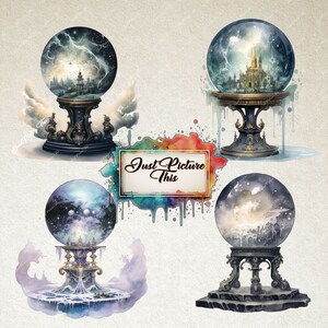 Crystal Ball Clip Art Crystal Ball Tattoo Fantasy Clipart Bundle ...