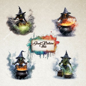 Witch Clipart Halloween Witches With Magical Cauldrons Illustrations ...